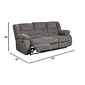 Signature Design by Ashley Tulen Modern Manual Pull Tab Reclining Sofa, Dark Gray