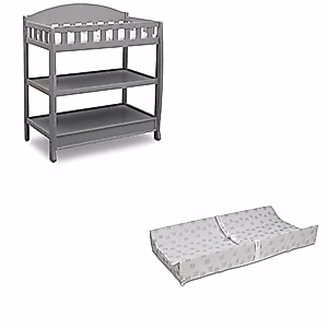 Delta Children Infant Changing Table with Pad, Grey and Waterproof Baby and Infant Diaper Changing Pad, Beautyrest Platinum, White