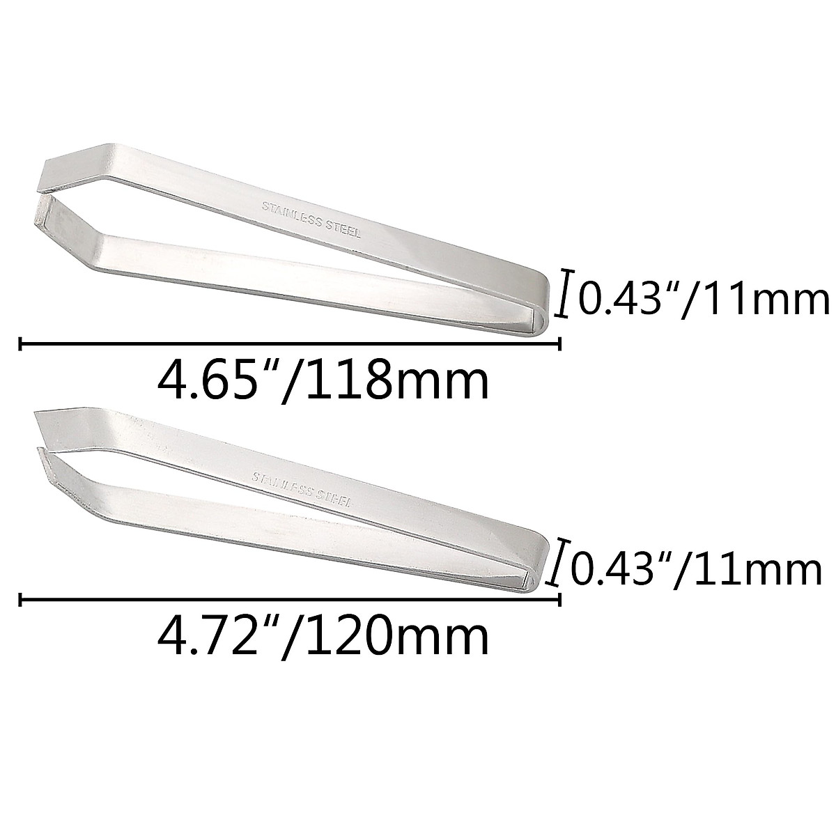 2 Pieces Fish Bone Tweezers, Stainless Steel Flat and Slant Tweezers Pliers Remover Tool (4.6")