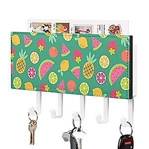 Tropical Fruits PU Leather Wall Mounted Key Hook Organizer Hanging Key Holder Decoration