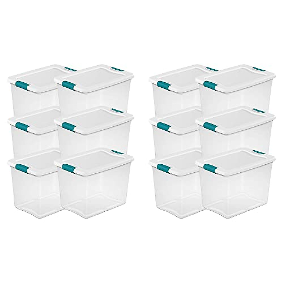 Sterilite Multipurpose 25 Quart Capacity Clear Plastic Storage Tote Home and Office Organization Bins with Latching Lids and Handles, (12 Pack)