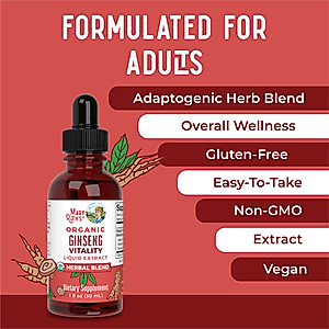 MaryRuth's Herbal Supplement for Brain Function | Boost Energy | Memory | Vitality USDA | Ginseng with Ashwagandha | Eleuthero and Maca Root Extract | 1 Fl Oz