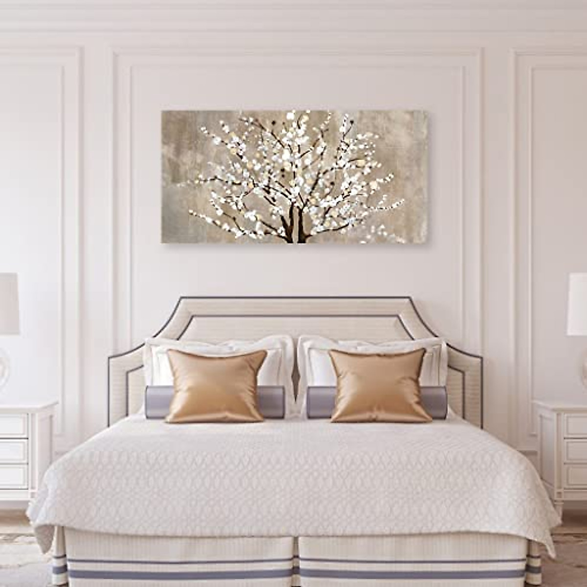 Flower Canvas Wall Art for Living Room Plum Blossom Canvas Wall Pictures for Bedroom Wall Decor Abstract Elegant Floral Canvas Prints Artwork Home Wall Decorations Framed Ready to Hang 20" x 40"