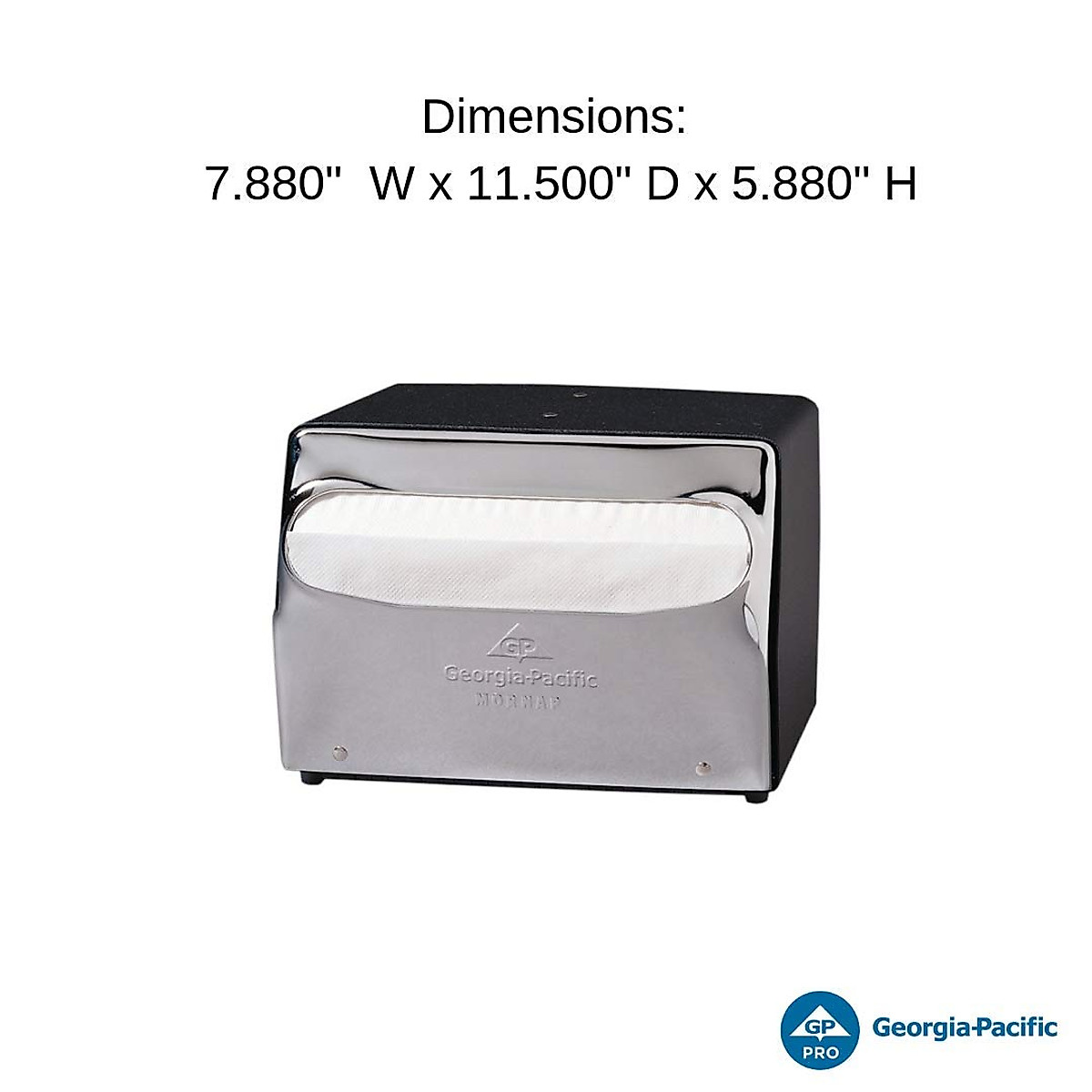 Dixie Countertop Full-Fold Napkin Dispenser by GP PRO (Georgia-Pacific), Chrome, 51602, 7.5" W x 6.0" D x 5.375" H, Black and Chrome