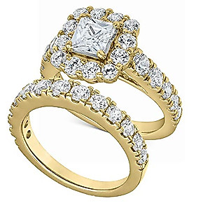 Aihpos Engagement Ring Sets Bridal Sets Wedding Rings for Women, 1 Carat Center Princess Cut Moissanite Bridal Ring Set 925 Sterling Silver 10K 14K 18K Gold (18K Gold)