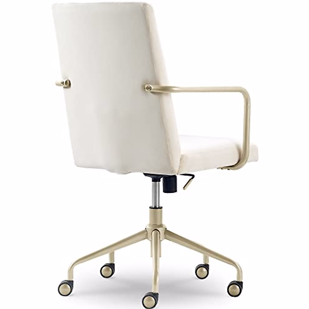Elle Decor Giselle Modern Home Office Desk Chair, High Back Adjustable Computer Chair with Gold Arms, Base and Wheels, Velvet Fabric, Cream