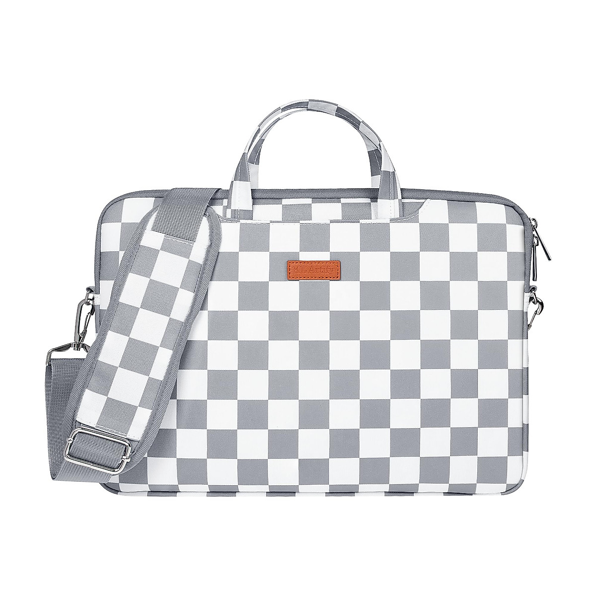 KL Artify Laptop Shoulder Bag Compatible with MacBook Air/Pro,13-13.3 inch Notebook,Compatible with MacBook Pro 14 inch,Polyester Briefcase Sleeve Case, white grey