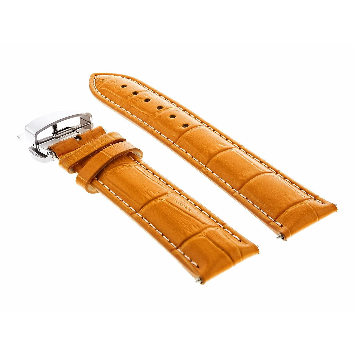 Ewatchparts 22MM LEATHER WATCH BAND STRAP COMPATIBLE WITH MENS IWC TOP GUN DEPLOYMENT CLASP ORANGE WS