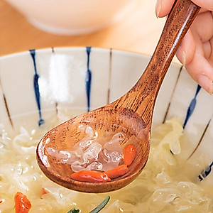 Soup Spoon Natural Japanese Wooden Soup Porridge Ramen Rice Long Handle Spoon Cutlery Suitable For Family Restaurant Ramen Rice Long Handle Spoon