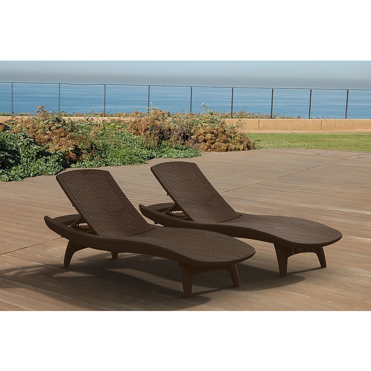 Keter 211045 Pacific Sun Lounger Set of 2, Brown