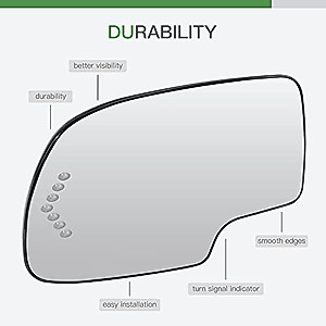 SCITOO Exterior Mirror Replacement Glass Driver Left Side Power Heated Signal fit for 2003-2007 for Chevy Silverado Suburban for GMC Sierra Yukon Replacement Tow Mirror