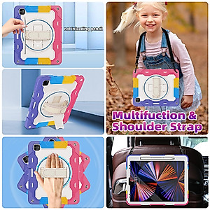 ROISKIN for iPad Pro 12.9 -Inch Case (6th, 5th, 4th & 3rd Gen) with HD Screen Protector, 360 Stand, Hand Strap, Pencil Holder,Shoulder Strap,Rugged Bulky Full Body 12.9 iPad Pro Case