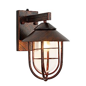 VOCLDFA Dusk to Dawn Sensor Outdoor Wall Lantern Nautical Style Outdoor Lighting fixtures Wall Mount Waterproof Outdoor Wall Sconce Retro Oil Rubbed Bronze Finish Outside Wall Lamp for Porch Yard