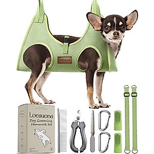 Loesuona Dog Grooming Hammock – for Dogs Cat Grooming Hammock,Dog Sling for Nail Trimming with Dog Nail Clippers for Small Dogs,Dog Hammock for Nail Trim,Dog Hanging Harness for Nail Trimming