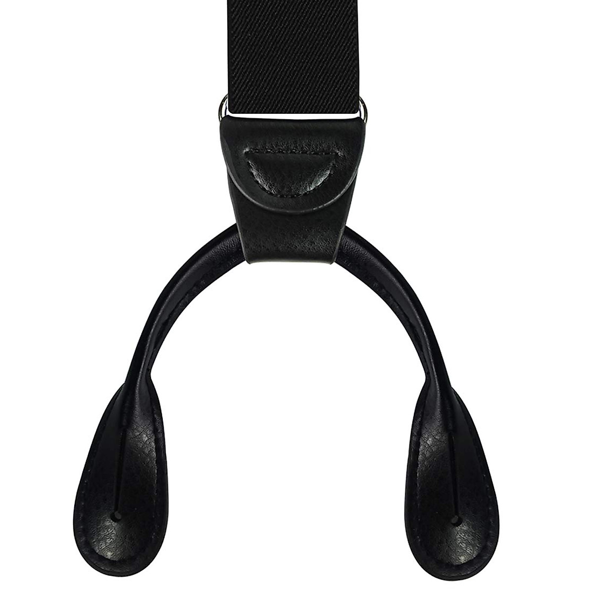 Moulen Men's Y-Back 1.4 Inches Wide Button End Elastic Adjustable Suspenders, Black