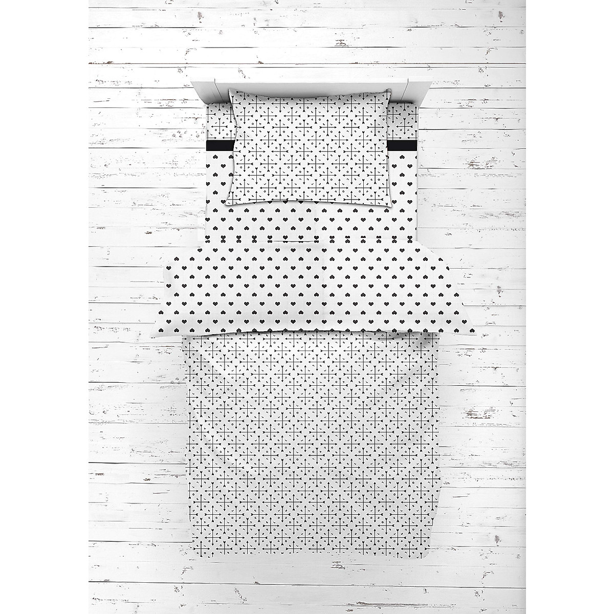 Bacati - 2 Pack Love/Aztec/Arrows/Hearts Silky Soft Breathable 100% Cotton Muslin Baby Crib Fitted Sheets - Fits Standard 28 x 52 x 5 Crib & Toddler Mattresses (Hearts Black)