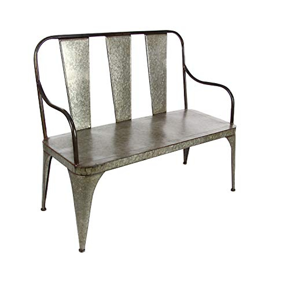 Deco 79 Farmhouse Metal Solid Outdoor Bench, 47" x 26" x 40", Silver