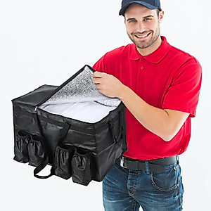 FillTouch 2 Pcs Extra Large Insulated Food Delivery Bag with Cup Holders 23 x 15 x 14 Inch Pizza Delivery Bags Insulated with Zippered for Beverages Grocery Pizza, Commercial Quality Hot and Cold