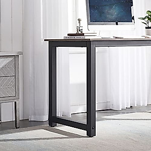 OFICS 55.1" Large Computer Desk,Modern Simple Style PC Laptop Desk for Home Office,Office Desk Workstation with Wide Metal Sturdy Frame,Thicker Steel Legs Study Desk,Rustic/Black