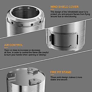 Peiouly Tabletop Fire Pit, 7.3 x 5.5 in, Low Smoke Outdoor Mini Fire Stove for Outdoor & Patio, Fueled by Pellets or Wood, Safe Burning Table Top Firepit, with Travel Bag, 304 Stainless Steel