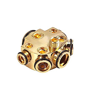 AUTOUTLET 5 Way Power Distribution Block Car Auto Audio Amplifier, 0/2/4 Gauge in 2/4/8 Gauge Out Power Ground Distributor Blocks,1 in 5 Way Car Power Distributor Block