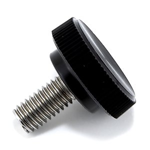 #10-32 x 3/8" Thumb Screw Stainless Steel - Black Knurled Round Plastic Knob - Fine Thread Thumbscrew - Length: 0.375" - Proudly Built in USA - Package of (25)