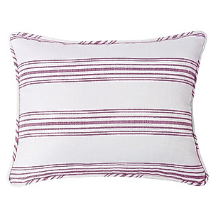 HiEnd Accents Prescott Farmhouse Bedding, 3 Piece Super Queen Size Striped Duvet Cover Set with Pillow Shams, Ivory Red Ticking Stripes Pattern Comforter Cover, Chic Casual Coastal Boho Style Bed Set