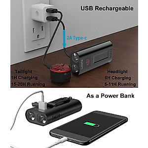 LIYOTD Bike Lights Front and Back 6400 mAh Bicycle Light Set USB C Rechargeable Super Bright 1200 Lumen Bike Headlight and Tail Light for Night Riding Road and Mountain LED Cycling Accessories