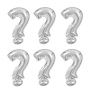 Creaides 10 Pcs Silver Symbol Question Mark Balloons Aluminum Mylar Helium Foil 16 Inch Balloons for Baby Shower Gender Reveal Party Suppliers