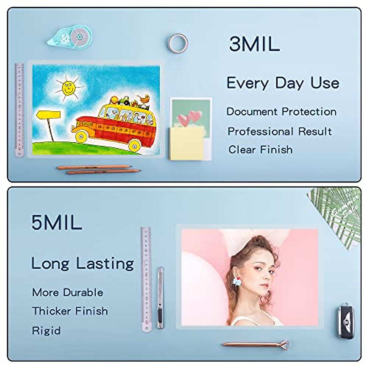 TINNIVI Thermal Laminating Pouches, 3Mil, 8.6"x12" Inches for Letter Size Products, Clear Laminating Sheets for Laminator Machine, 50 Pack