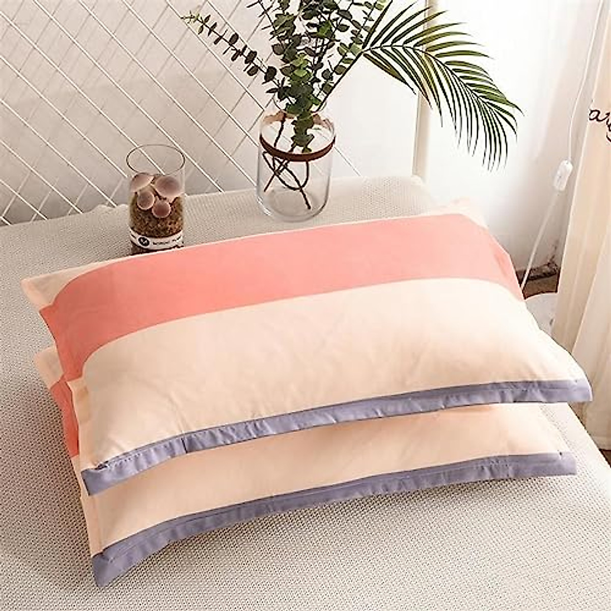 TRYLTBE 100% Brushed Microfiber Pillowcases Set of 2, Comfort Pillow Cases Standard Size, Fade, Stain Resistant with Envelope Closure Bed Pillow Cases (Color : C)