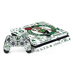 Skinit Decal Gaming Skin Compatible with PS4 Slim Bundle - Officially Licensed NBA Boston Celtics Historic Blast Design