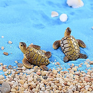 8 Pcs Resin Beach Sea Turtle Miniature Figurine, Fish Tank Decoration Fairy Garden Dollhouse Landscape Decor Ornament