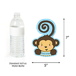 Big Dot of Happiness Blue Monkey Boy - Shaped Fill-In Invitations - Baby Shower or Birthday Party Invitation Cards with Envelopes - Set of 12