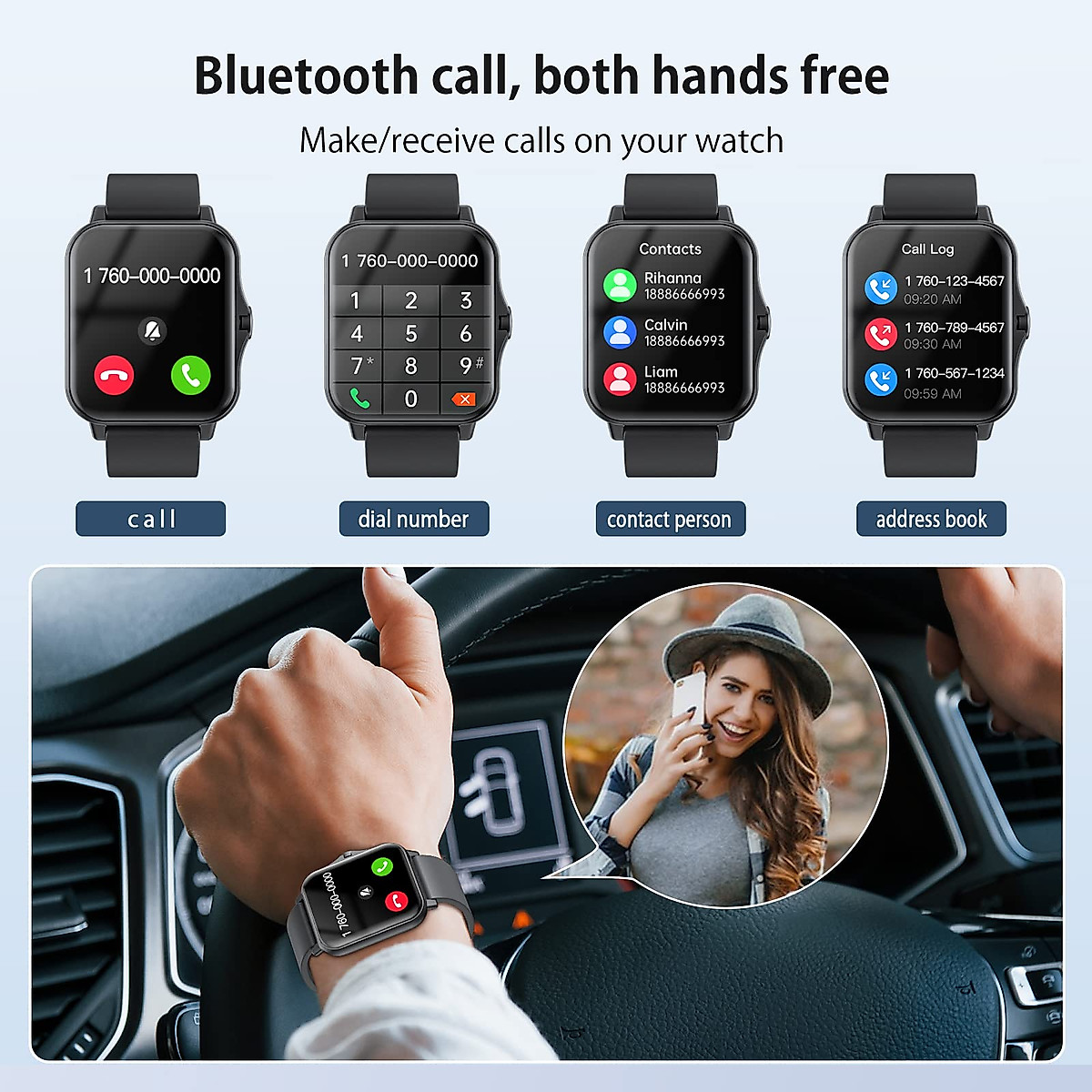 ANDFZ Smart Watch(Receive & Dial), 2023 Newest 1.85" TFT HD Full Touch Screen, Smart Watch for Men Women, SmartWatchs with Health Tracker/Fitness Tracker/Call/Text/AI Voice Assistant