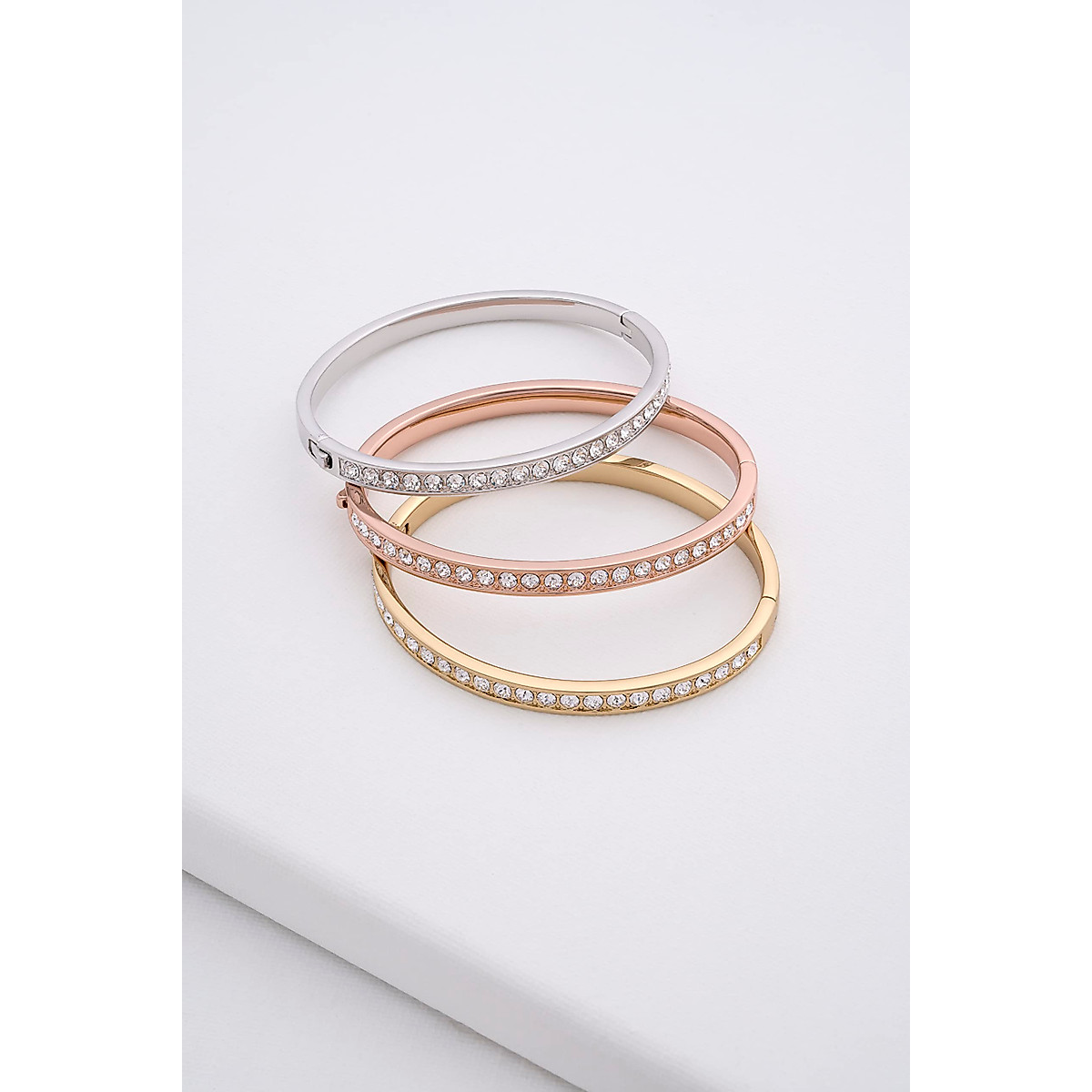 Ted Baker London Clemara Hinge Crystal Bangle Bracelet for Women (Silver Tone)