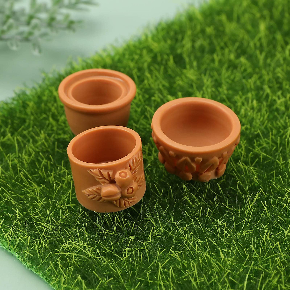 SING F LTD 2 Sets (14PCS) Dollhouse Flower Pot Miniature Plant Terracotta Pots Simulation Bonsai Pot Fairy Garden Landscape Decoration for Dollhouse Garden Decor