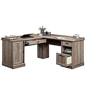 Sauder Barrister Lane L-Desk, Salt Oak finish