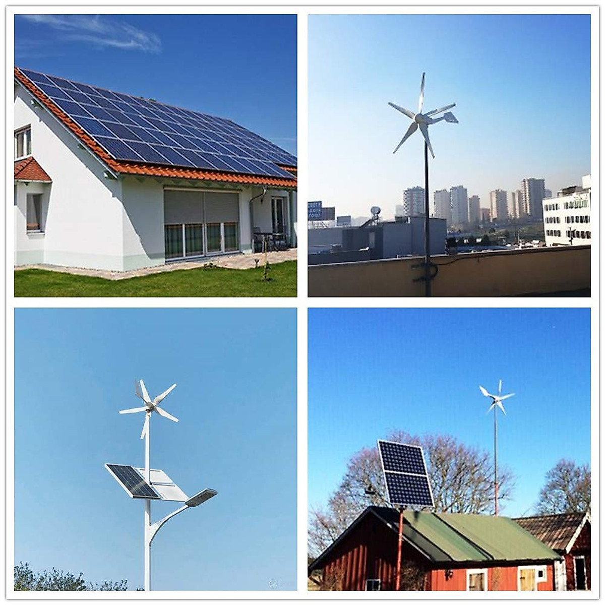 AUECOOR 640W Solar Wind Kit Hybrid System: 2pcs 120W Mono Solar Panels + 400W Wind Turbine Generator + Hybrid Controller for RV, Camping, Boat, Caravans, 12V/24V Battery Charging