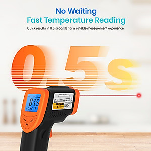 Etekcity Infrared Temperature Thermometer Gun, Laser Food Temp Gun for Pizza Oven, Griddle, Grill, Meat, Candy, Vehicle's Engine, Surface Temp Reader -58°F to 842°F, Orange