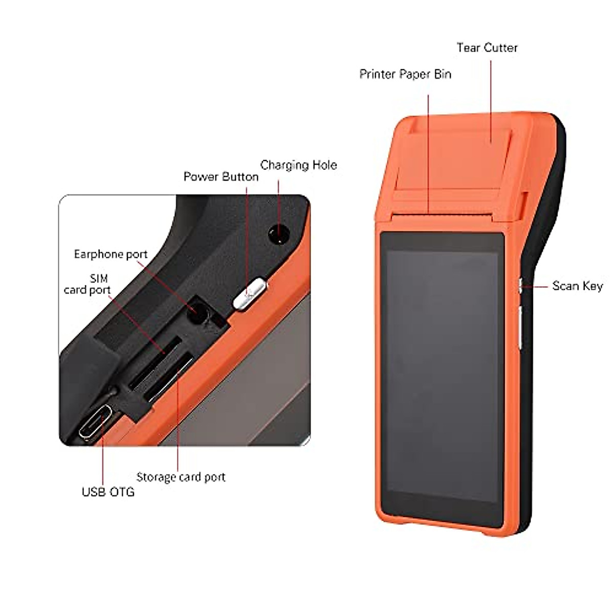 Entweg Handheld PDA Printer, All in One Smart POS Terminal Wireless Portable Printers