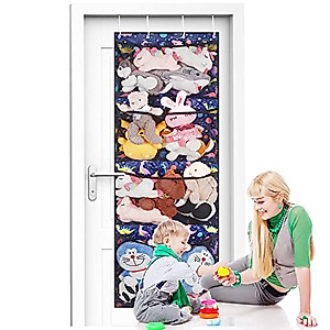 ywduoying Stuffed Animal Toy Storage Organizer Bin Hanging Organizer Hammock Over The Door Big Bean Bag Storage Mesh Net Giant Pockets For Boy Room Bathroom Closet for mother