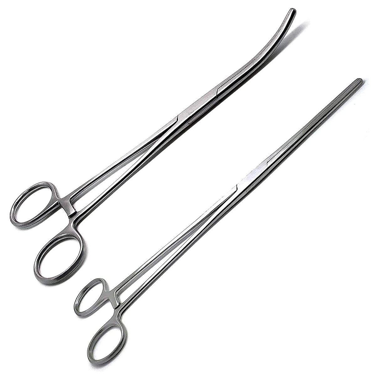 SURGICAL ONLINE Set of 2 Premium Quality 10" Rochester Pean Hemostat Forceps Straight & Curved Clamps Three Locking Positions - SurgicalOnline
