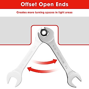 WORKPRO SAE Super-Thin Open End Wrench Roll-up Set, 7PCS, 1/4" to 1-1/16", Ultra-Slim Thin Wrench Set with Organizer Pouch, for Thin Nuts, Narrow Spaces