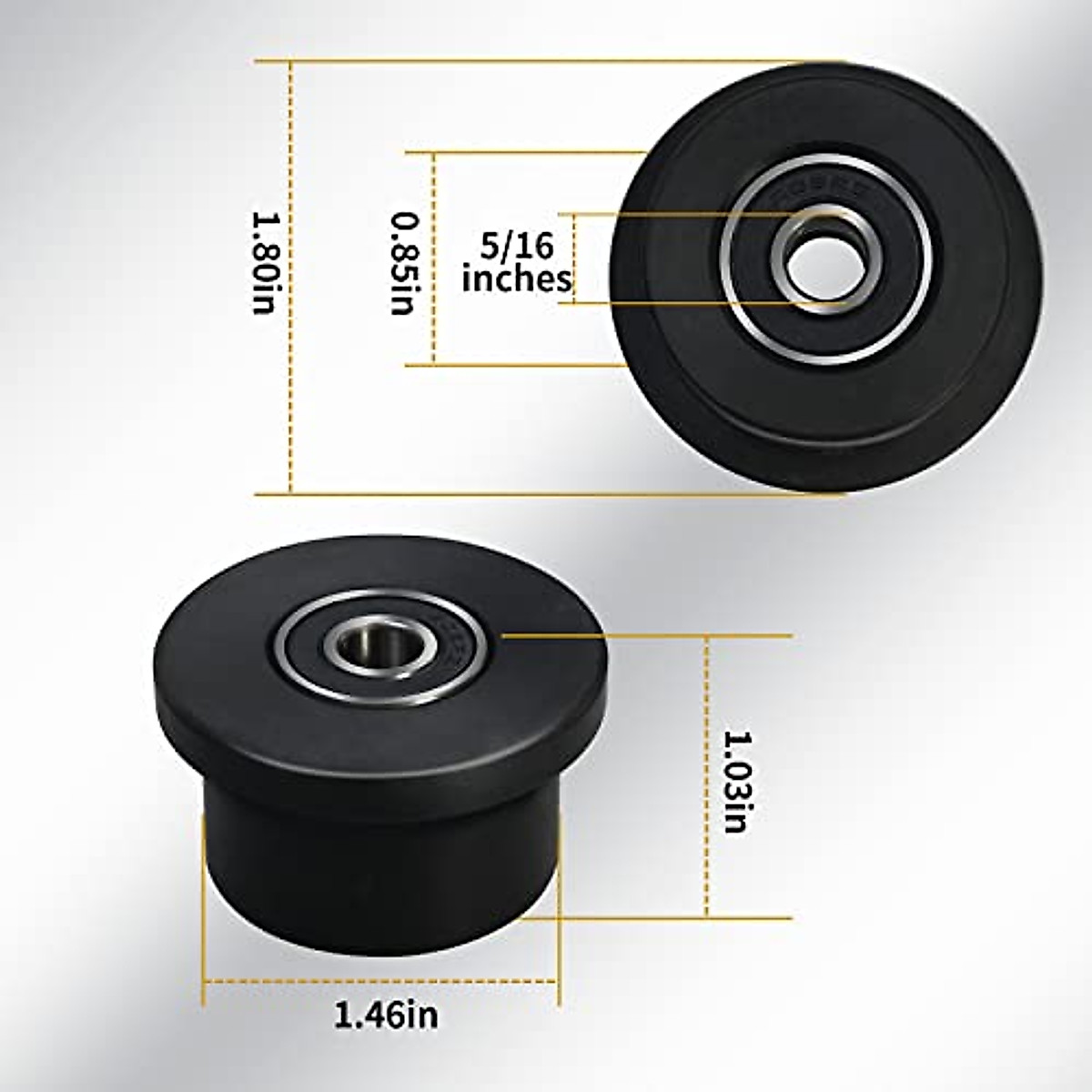 Qty.4 Machined Wheels/Rollers Compatible Total Gym Replacement, Fits Models 1000,1100,1400,1500,1600,1700,1800,1900,Achiever,Force,Gold,Max,Platinum,Platinum Plus,Pro,Supra,Supreme,Ultima,Ultra,XLI