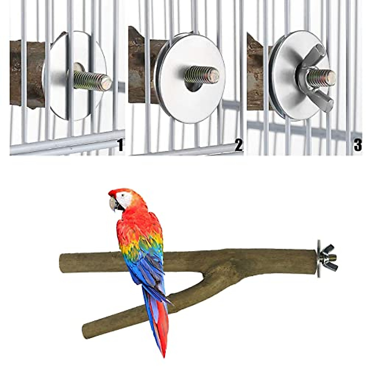 Allazone 10 PCS Natural Wood Bird Perch Stand, Bird Parrot Perch Stand Set, Wooden Parrot Perch Stand Perch Platform Cage Accessories for Parrotlets Cockatiels Budgies Parakeets