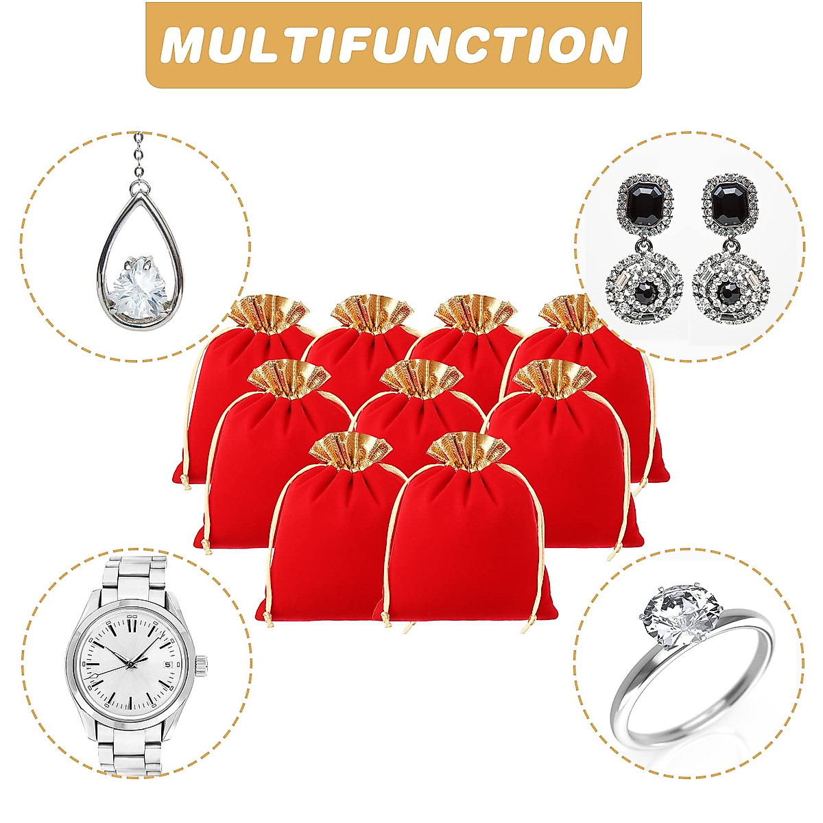 Frienda 30 Pcs Velvet Drawstrings Gift Bags 6 x 5 Inch Jewelry Pouches Drawstring Candy Bags Bolsitas para Recuerdos Velvet Party Favors Present Bag for Christmas Xmas Holiday(Red)