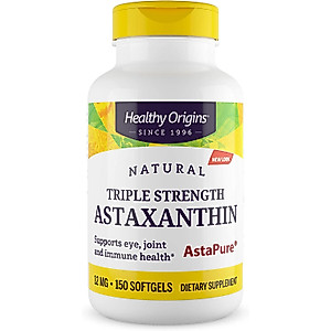 Healthy Origins Triple Strength Astaxanthin (Complex), 12 mg - Supports Heart Health, Immune System & Joint Health - Gluten-Free Supplement - 150 Softgels