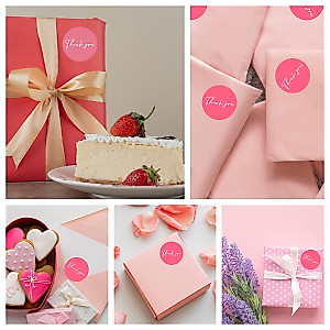 Round Thank You Stickers, Thank You Sticker Supplies for Business Packaging, Bubble Mailers & Bags (1.5'', Light Red)