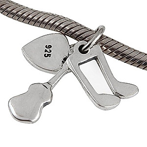 Musical Note,Guitar,I Love Music Red Enamel Heart Charm 925 Sterling Silver Bead for Pandora Charms Bracelet